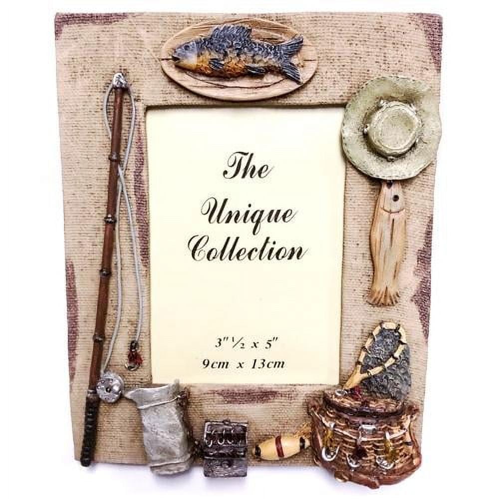 Unique Fishing Theme Photo Frame (Holds 3.5" x 5") - Rustic Design ...
