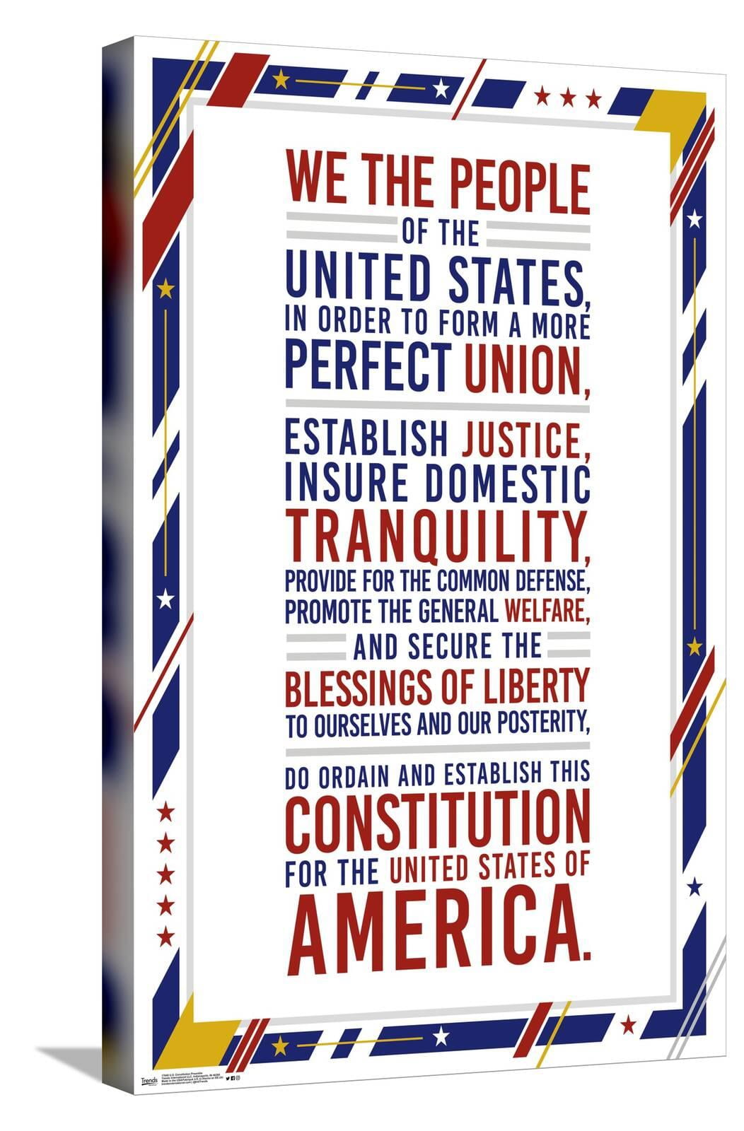The United States Of America - Constitution Preamble Canvas Wall Poster ...