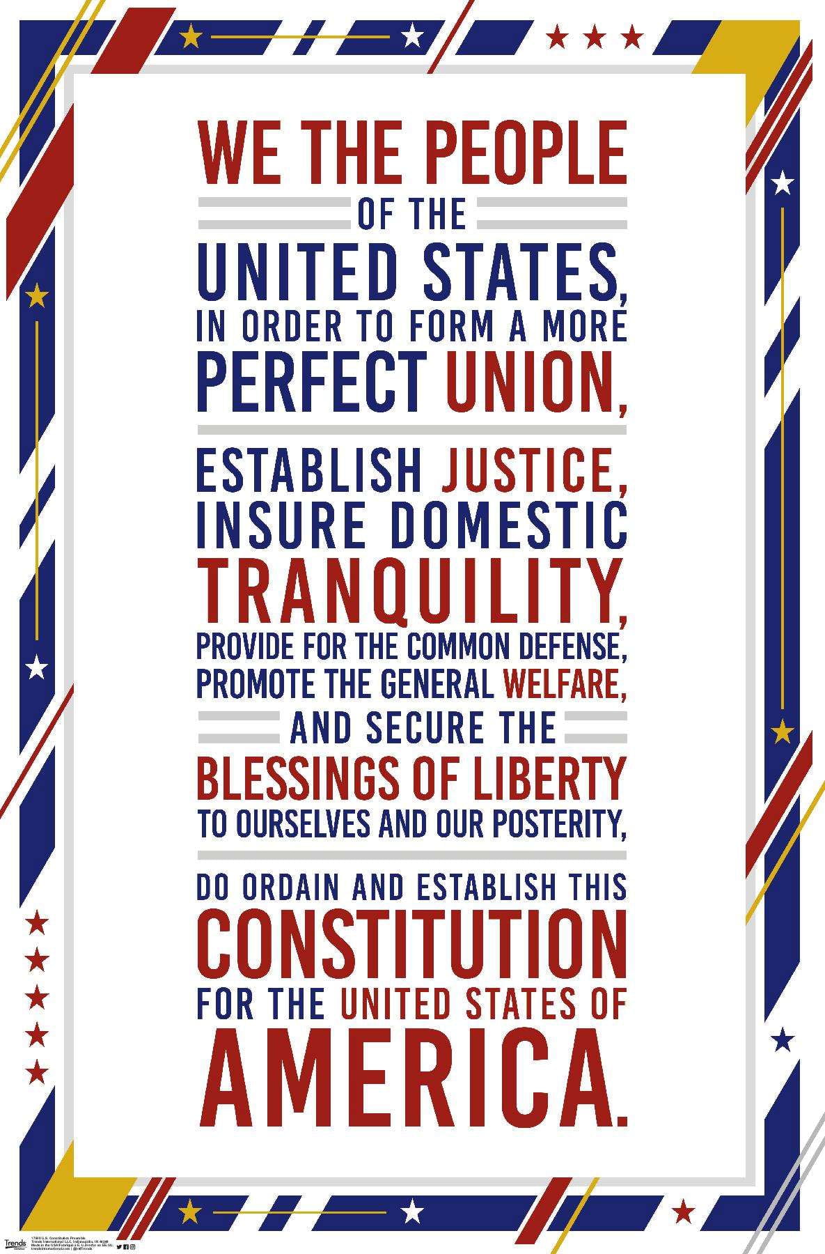 The United States Of America - Constitution Preamble Wall Poster, 14. ...