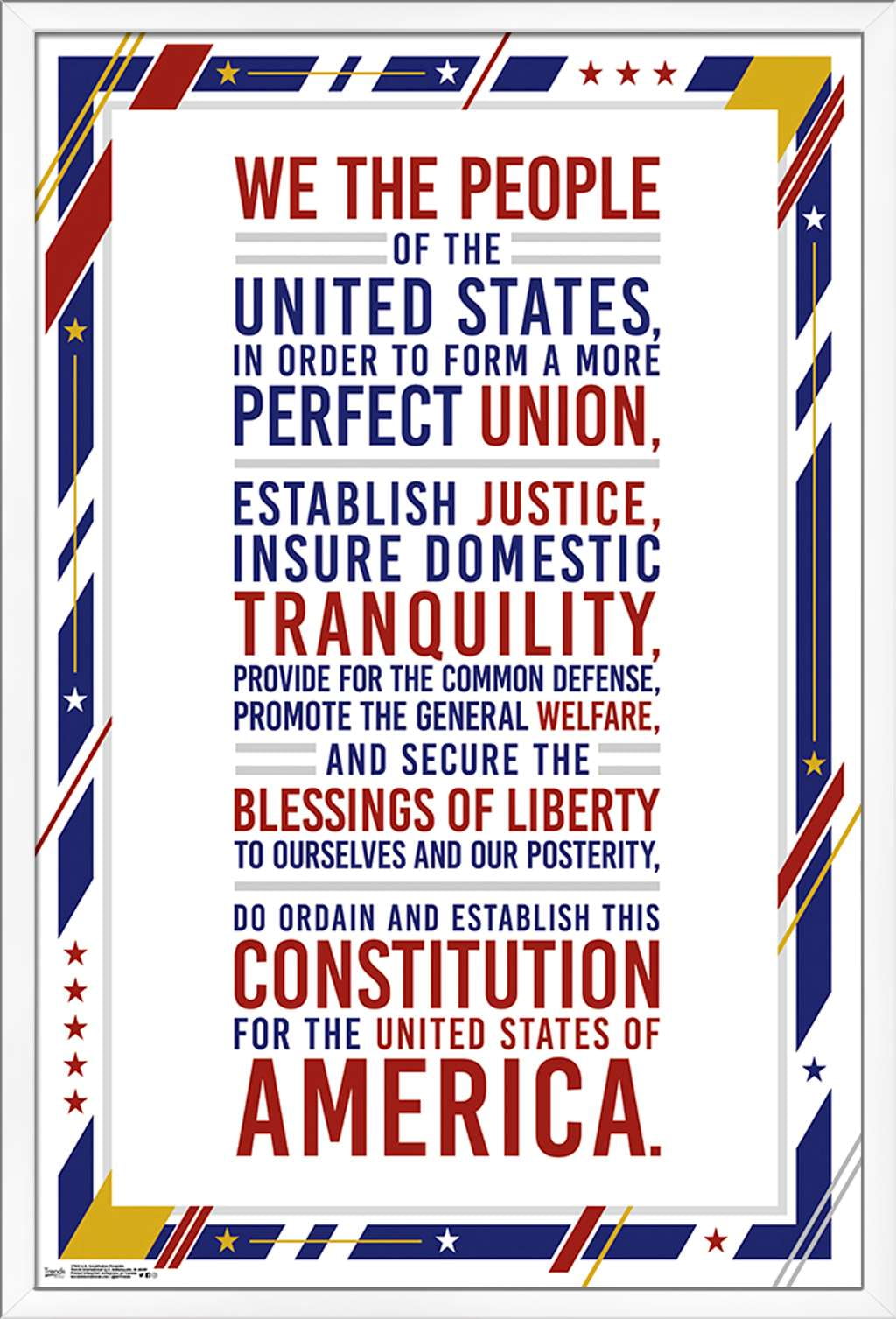 The United States Of America - Constitution Preamble Wall Poster, 22. ...