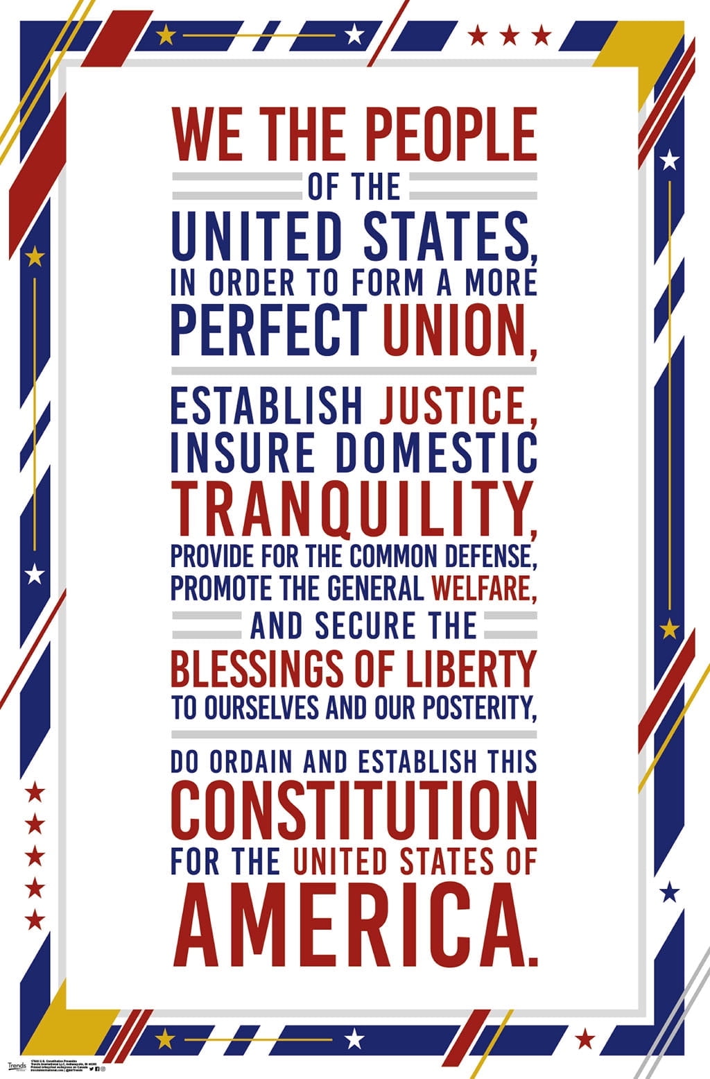 The United States Of America - Constitution Preamble Wall Poster, 22. ...