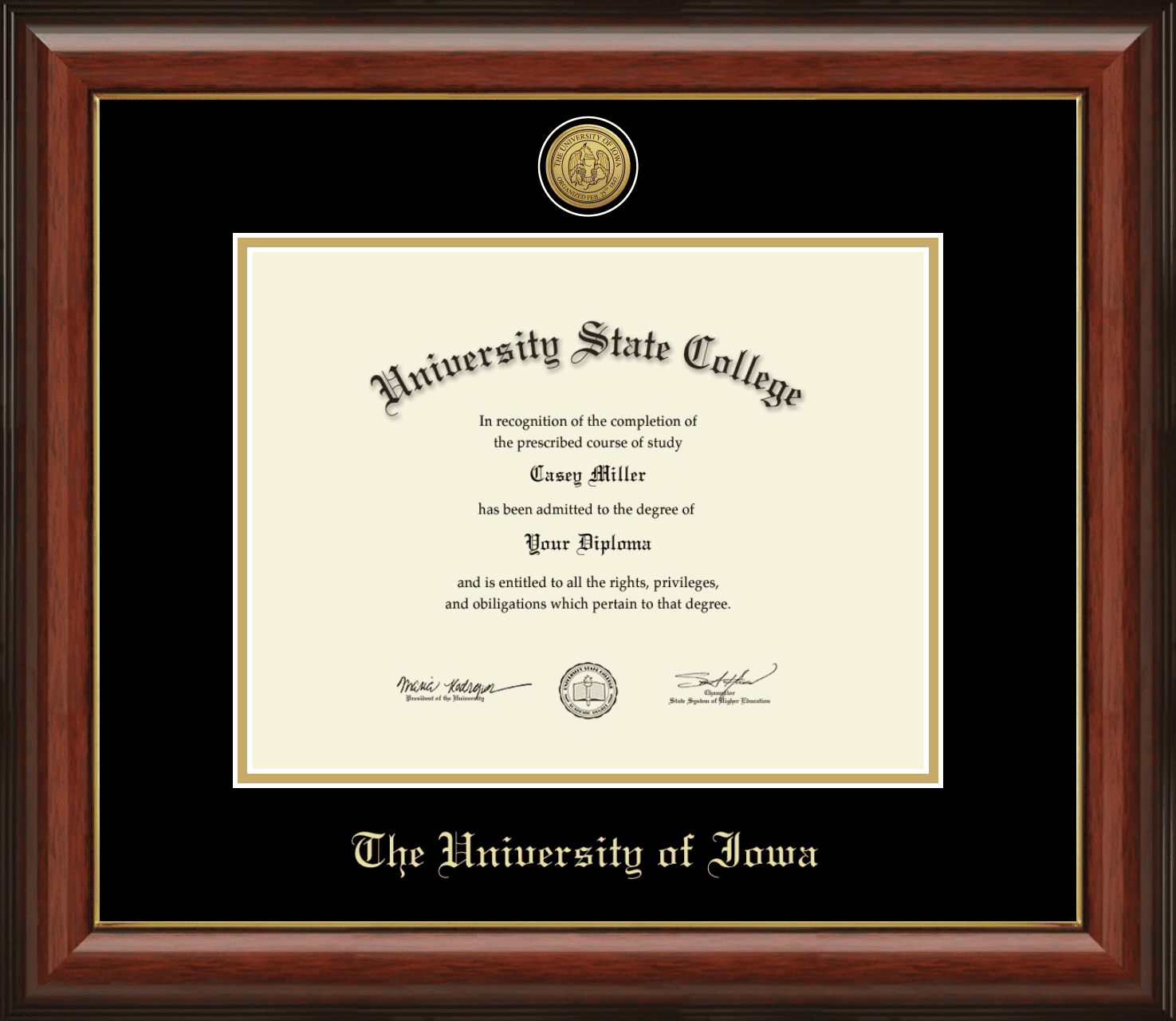 The University of Iowa Diploma Frame, Document Size 11" x 8.5 ...