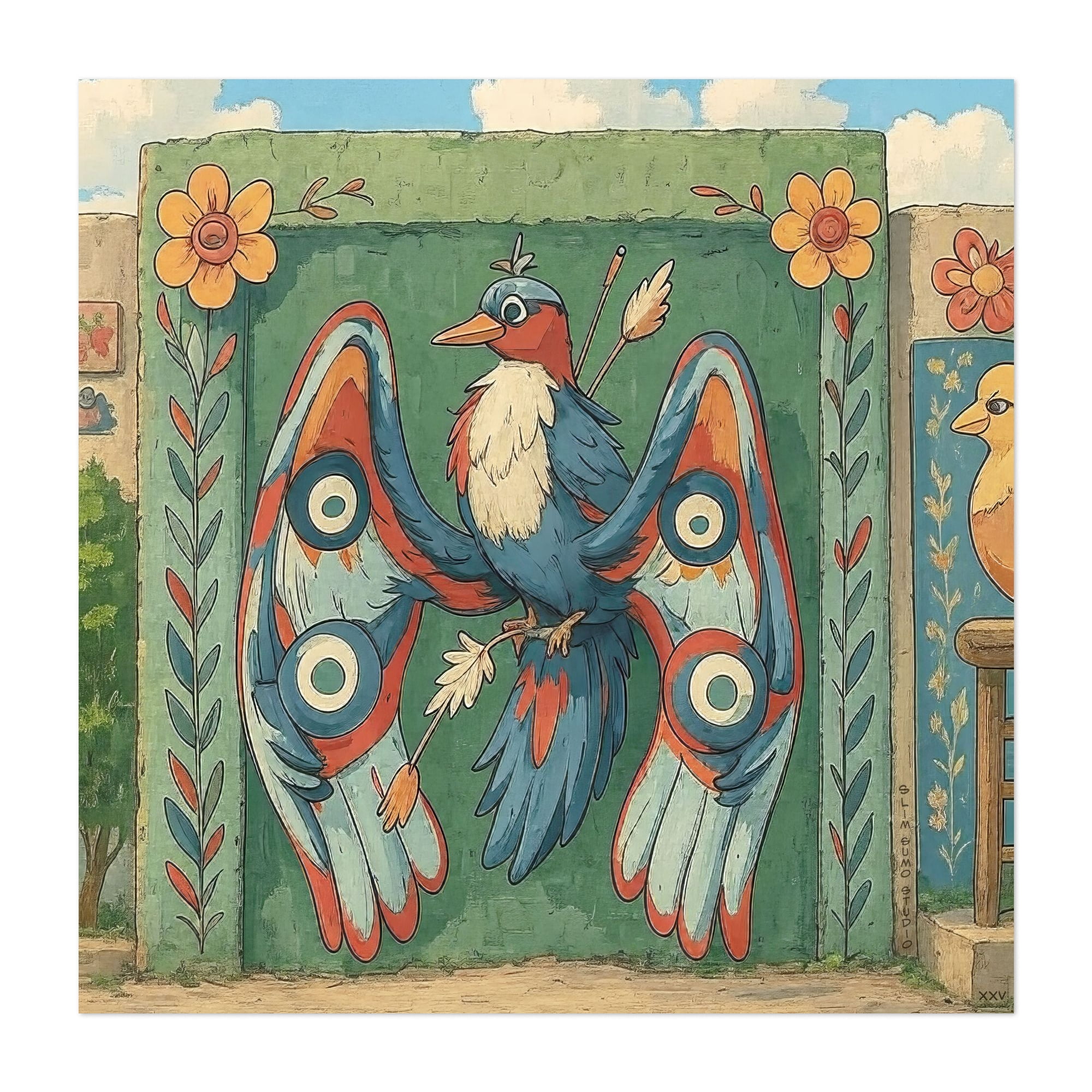 "The Unruly Bird". A Whimsical Bird Butterfly Mural" - Berg am Laim ...