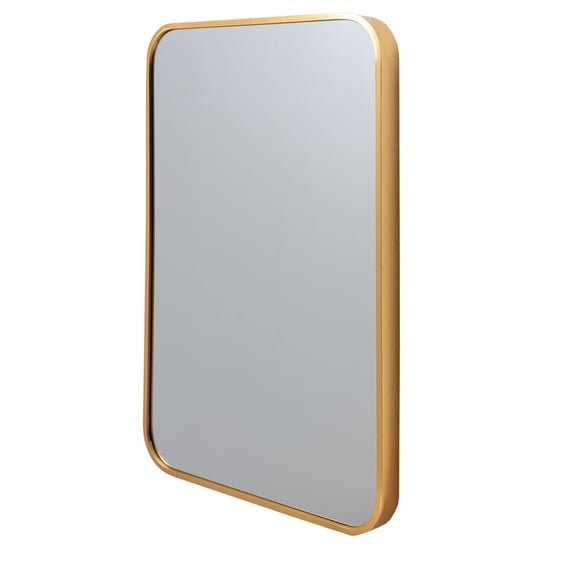 The Urban Port 24 Inch Matte Gold Rectangular Wall Mirror, Round ...