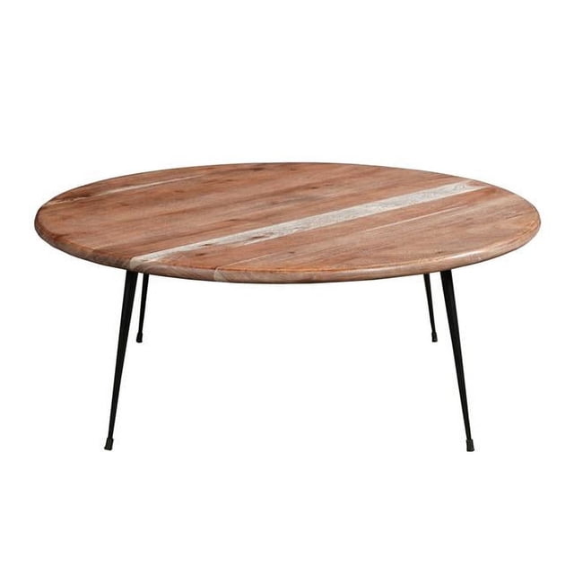 The Urban Port 35 Inch Coffee Table, Round Sandblasted Brown Acacia ...