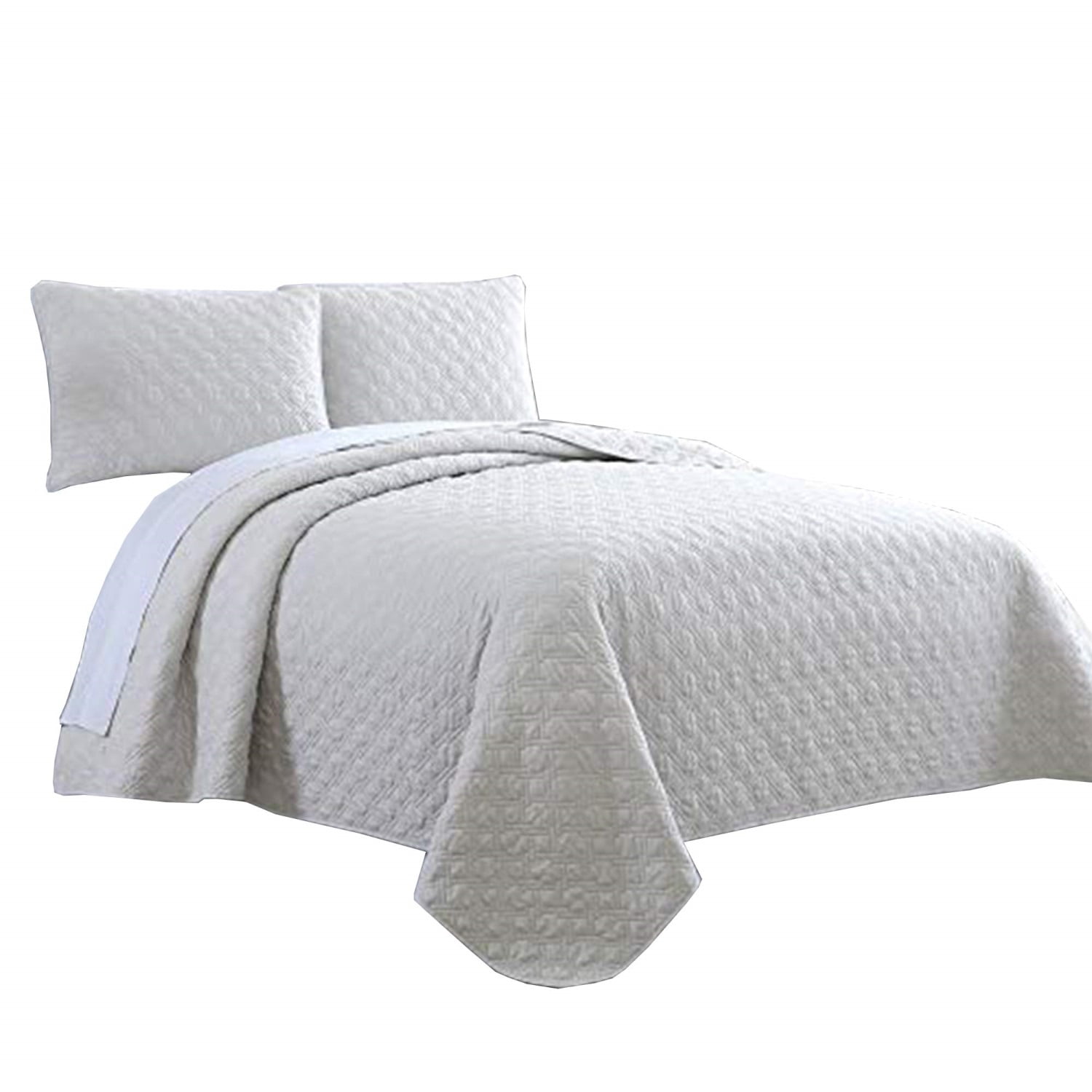 The Urban Port BM225800 Molde Diamond Quilted Coverlet Set, White ...