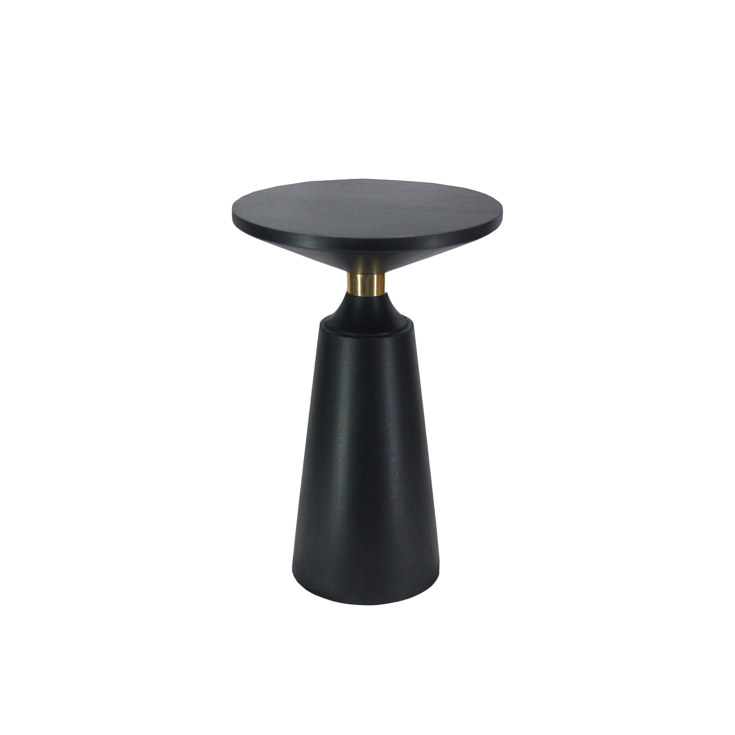 Fawn 20 Inch Side End Table- Black Mango Wood Round Top with Pedestal ...