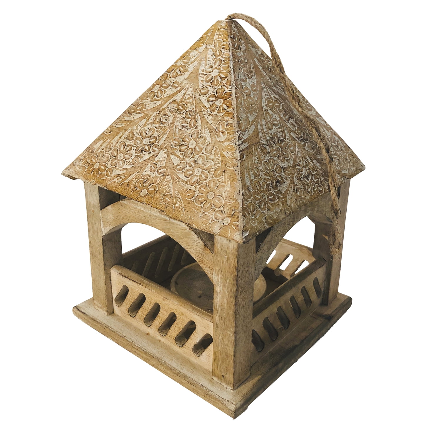 The Urban Port Floral Engraved Decorative Temple Top Mango Wood Hanging ...