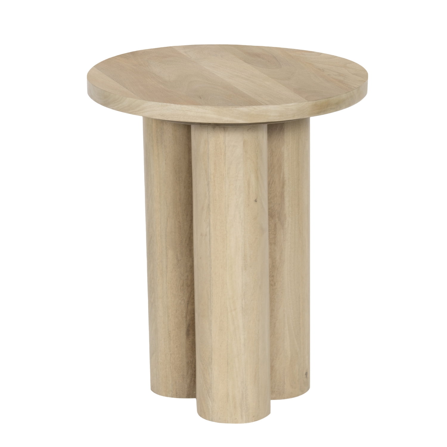 Hazel Side Table with 3 Pillar Legs- Handcrafted Mango Wood- 17.7 Inch ...