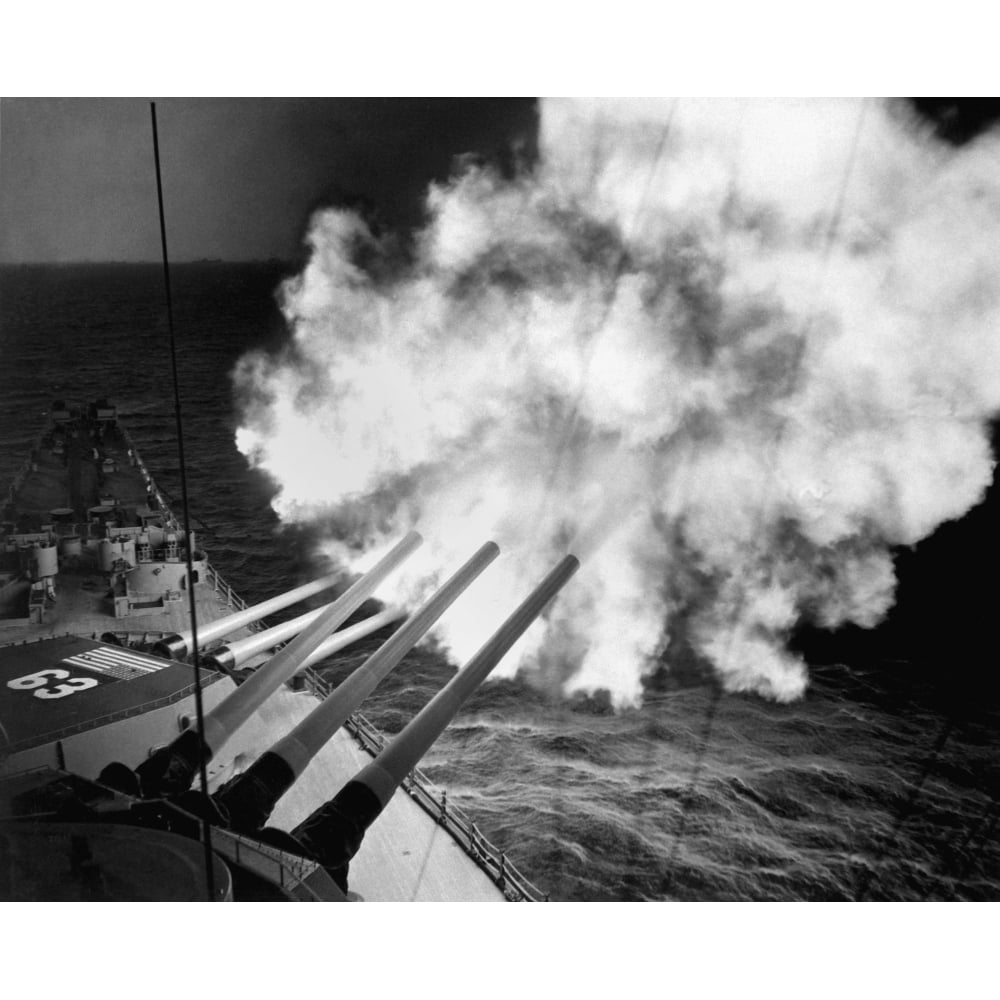 The Uss Missouri Fires 16-Inch Shell Into Enemy Lines At Hungnam. It'S ...