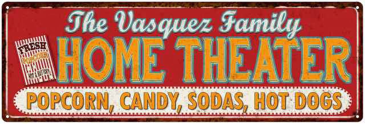 The VASQUEZ Family Home Theater Sign Gift 6x18 Metal Movies Decor ...