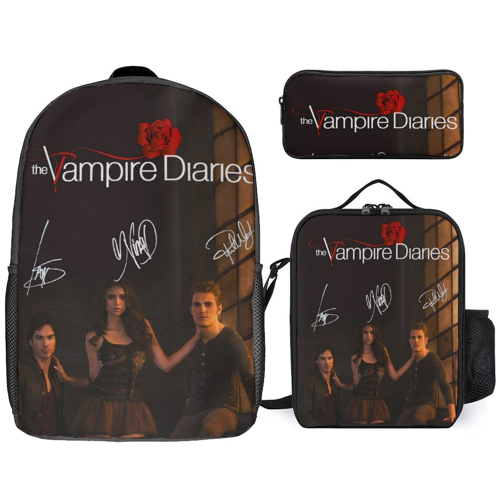 The Vampire Diaries Backpack 3 Piece Set Laptop Work Backpack Lunch Bag ...