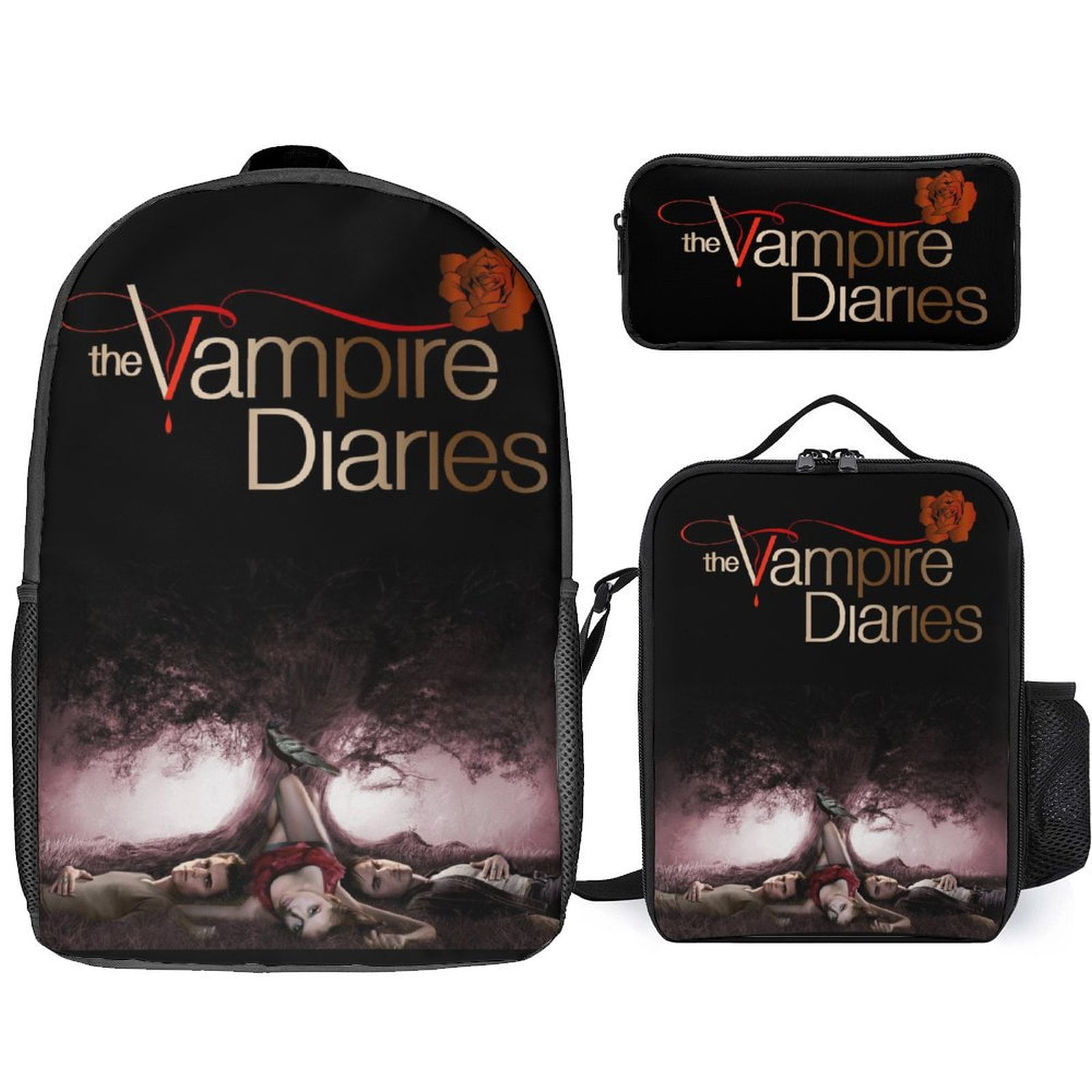 The Vampire Diaries Backpack 3 Piece Set Laptop Work Backpack Lunch Bag ...