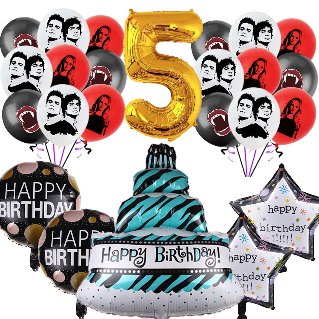 The Vampire Diaries Balloons Party Supplies 5th Big Number Decorations ...