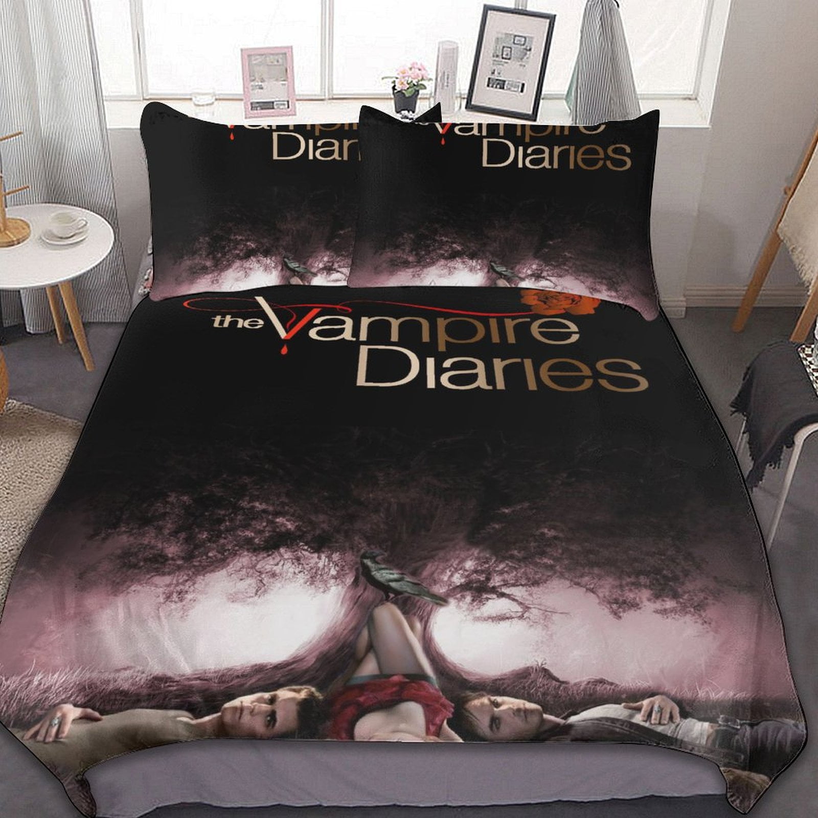 The Vampire Diaries Bed Duvet Cover Microfiber Bedding Sets 3d Printed Lightweight 3 Piece