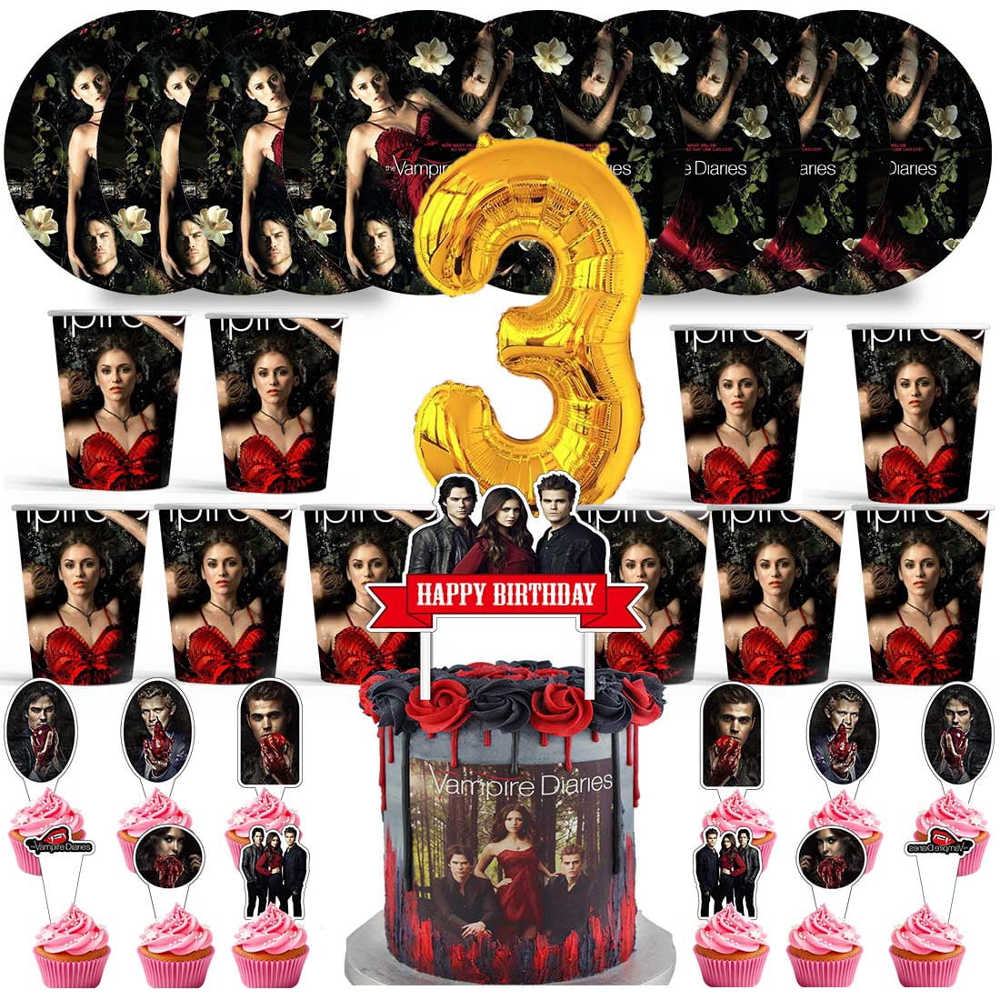 The Vampire Diaries Birthday 3rd Cups Party Supplies Plates Fans ...