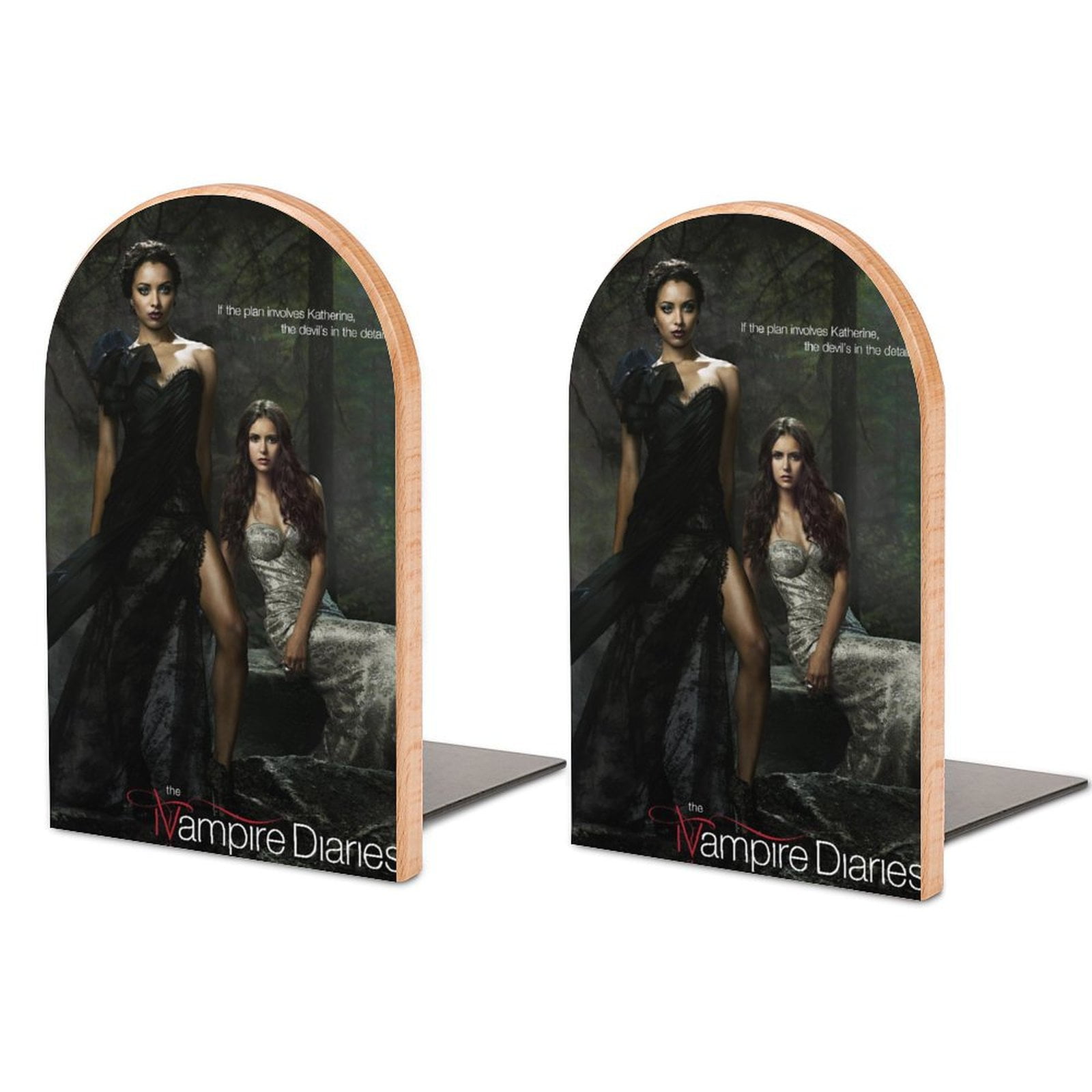 The Vampire Diaries Bookends Wood Book Divider Decor Shelves Non-Skid ...