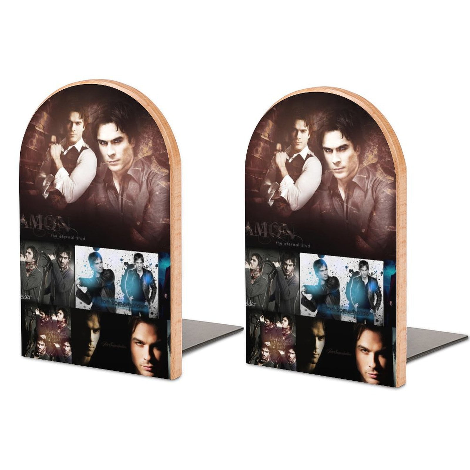 The Vampire Diaries Bookends Wood Book Divider Decor Shelves Non-Skid ...