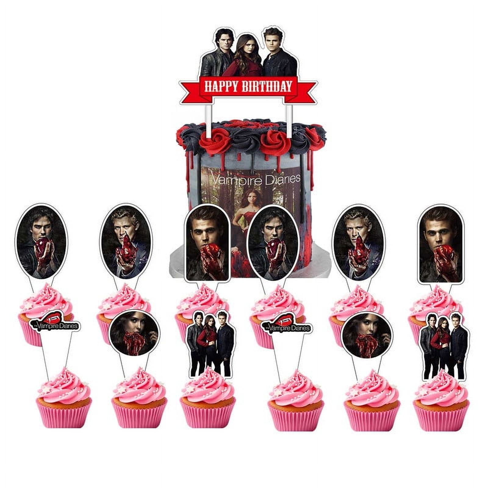 The Vampire Diaries Cake Topper Cupcake Set Party Supplies Decoration ...