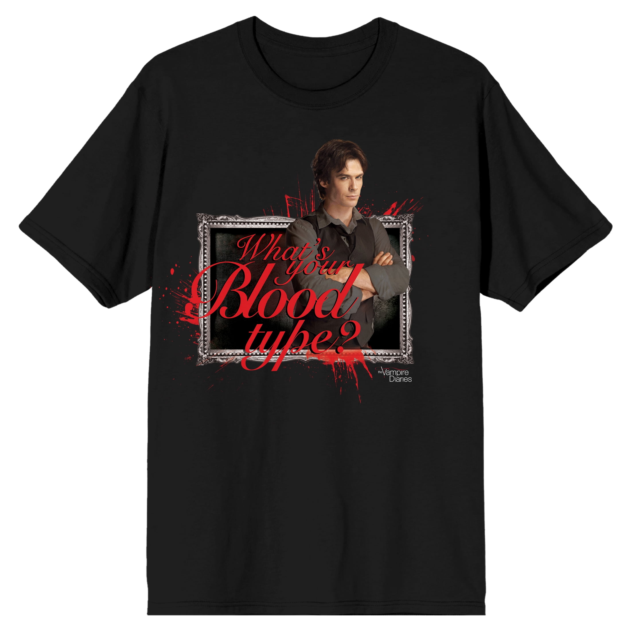 The Vampire Diaries Damon Salvatore What's Your Blood Type? Men's Black ...