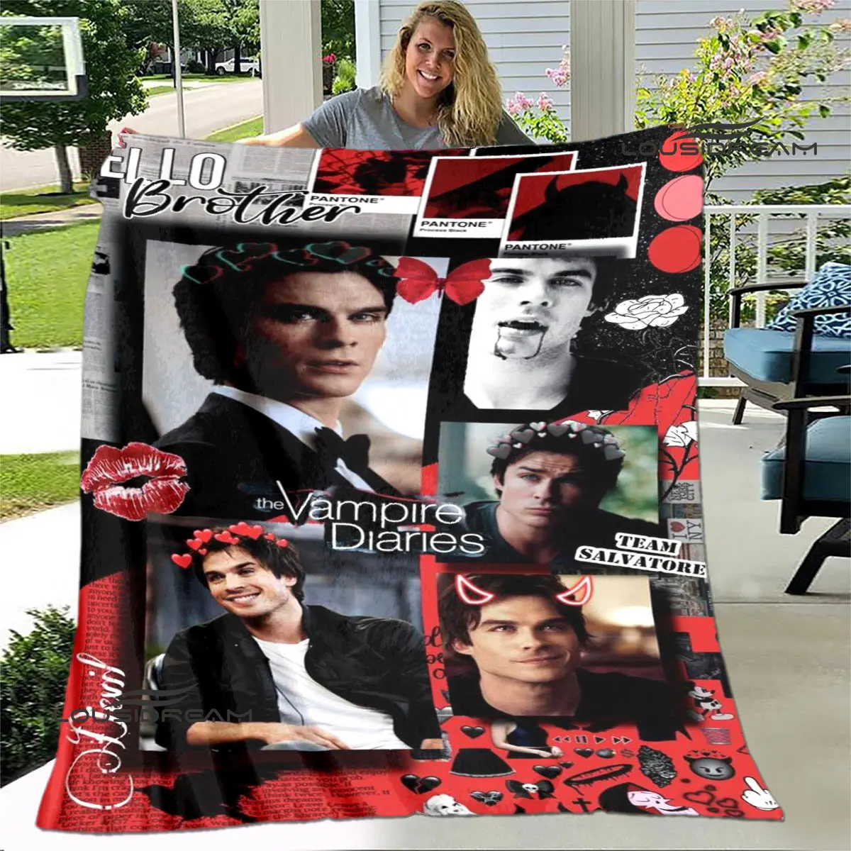 The Vampire Diaries Damon salvatore blanket flannel blanket home travel ...