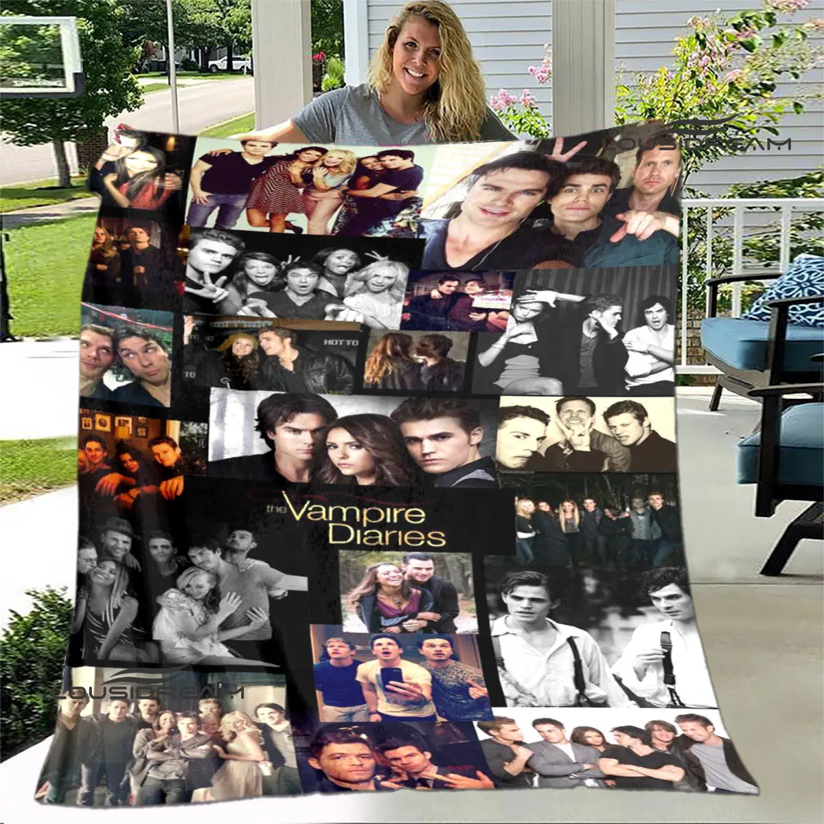 The Vampire Diaries Damon salvatore blanket flannel blanket home travel ...