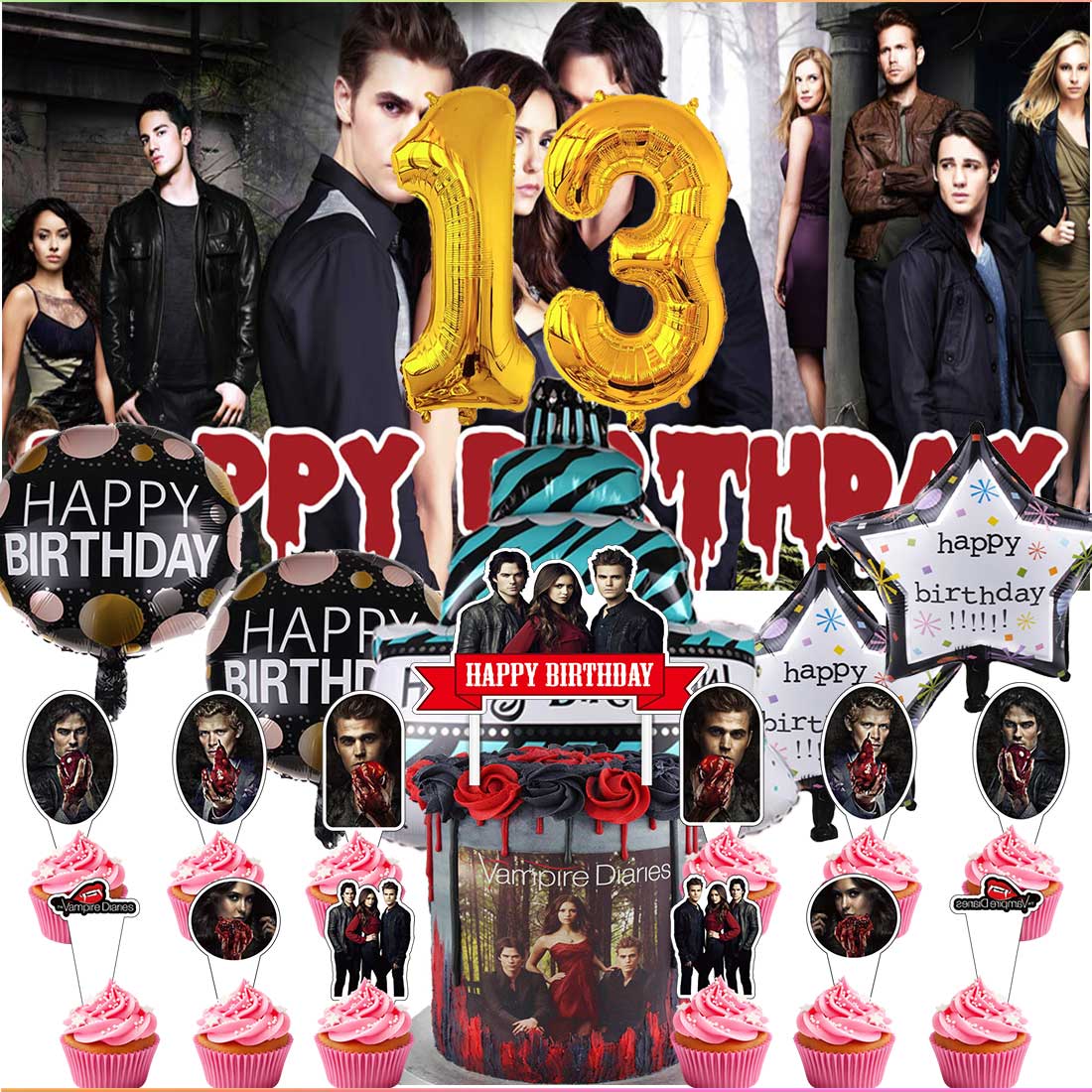 The Vampire Diaries Party Supplies Decor 13th Kit Balloons Birthday ...