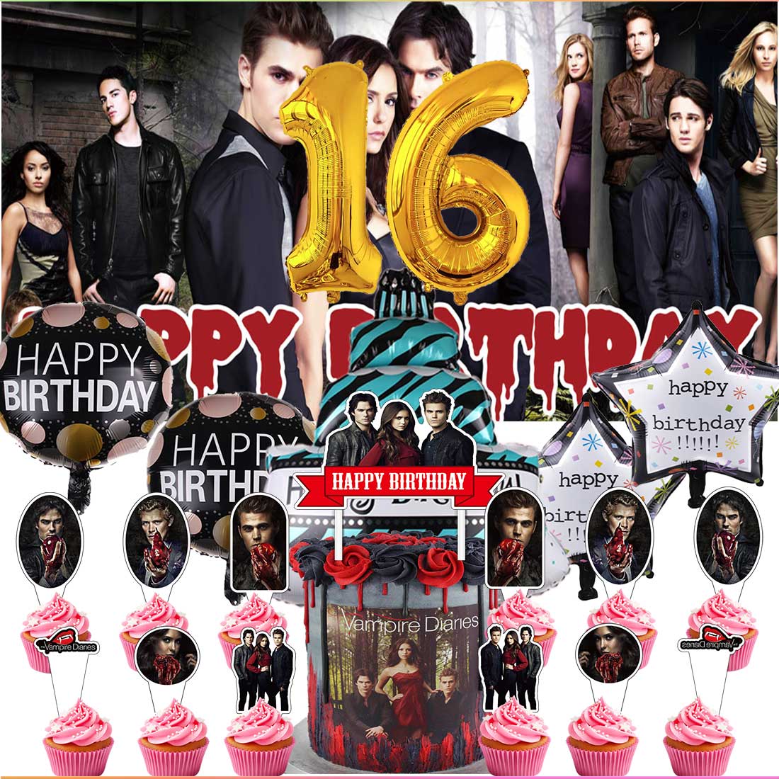 The Vampire Diaries Party Supplies Decor 16th Kit Balloons Birthday ...