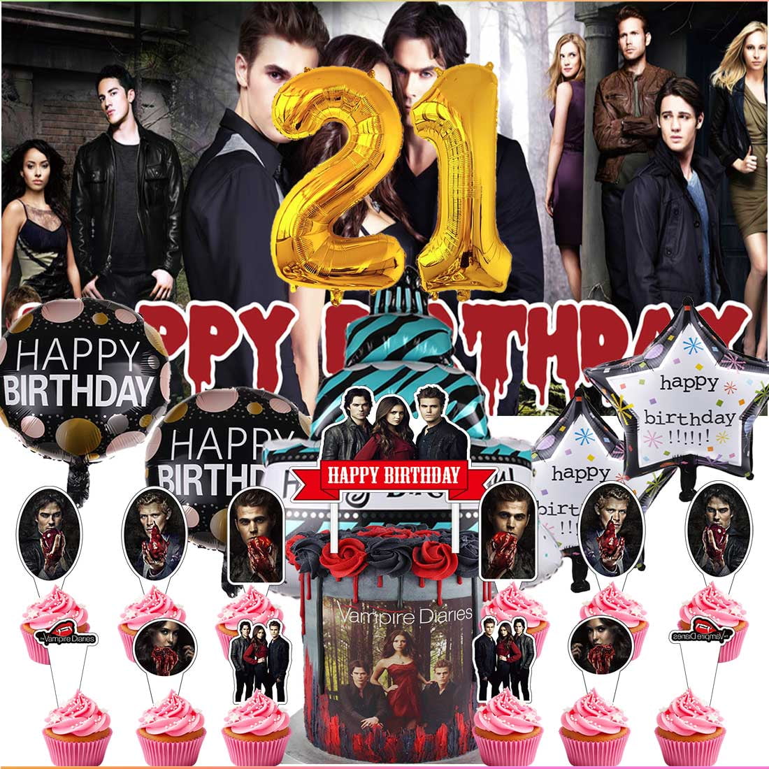 The Vampire Diaries Party Supplies Decor 21th Kit Balloons Birthday ...