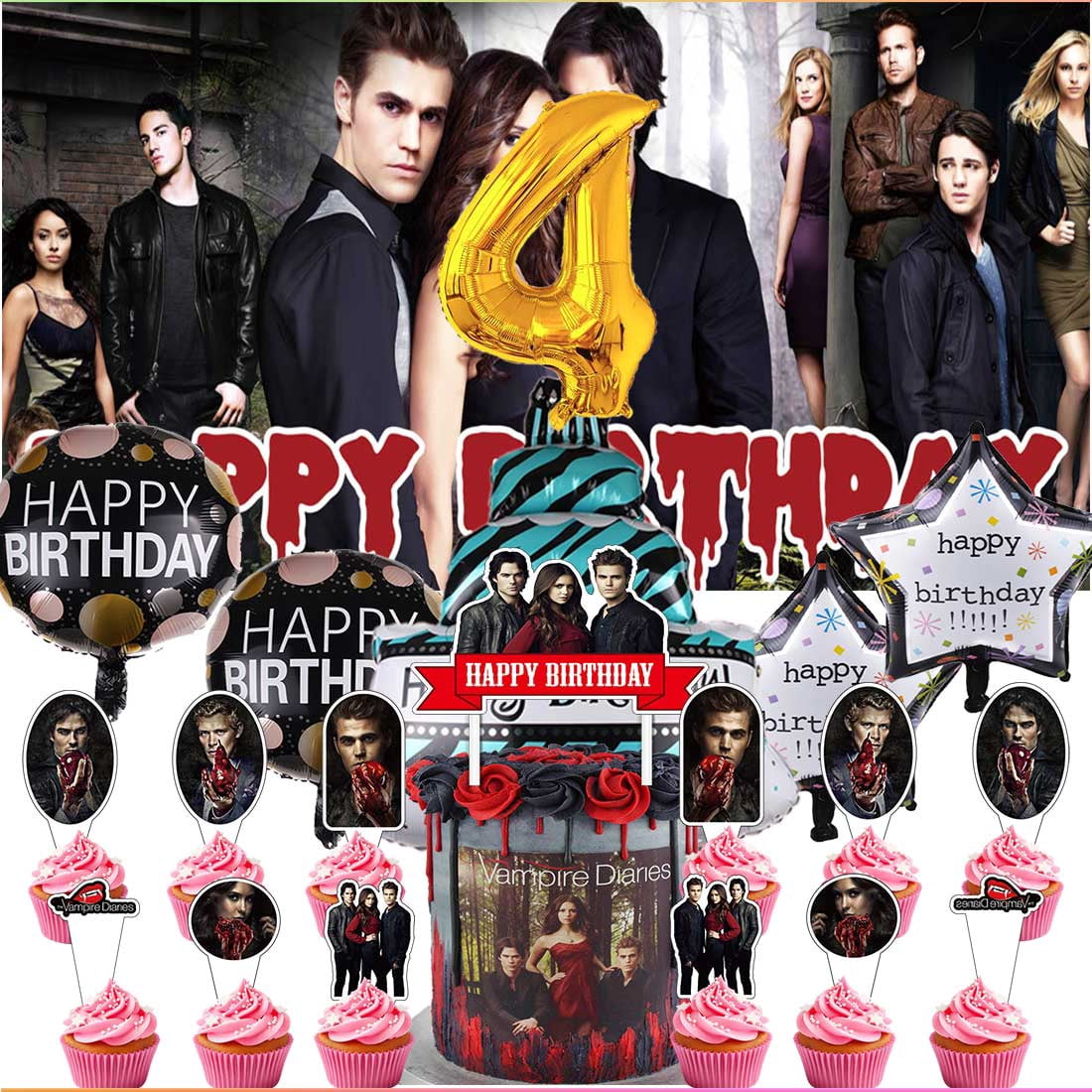 The Vampire Diaries Party Supplies Decor 4th Kit Balloons Birthday Cake ...
