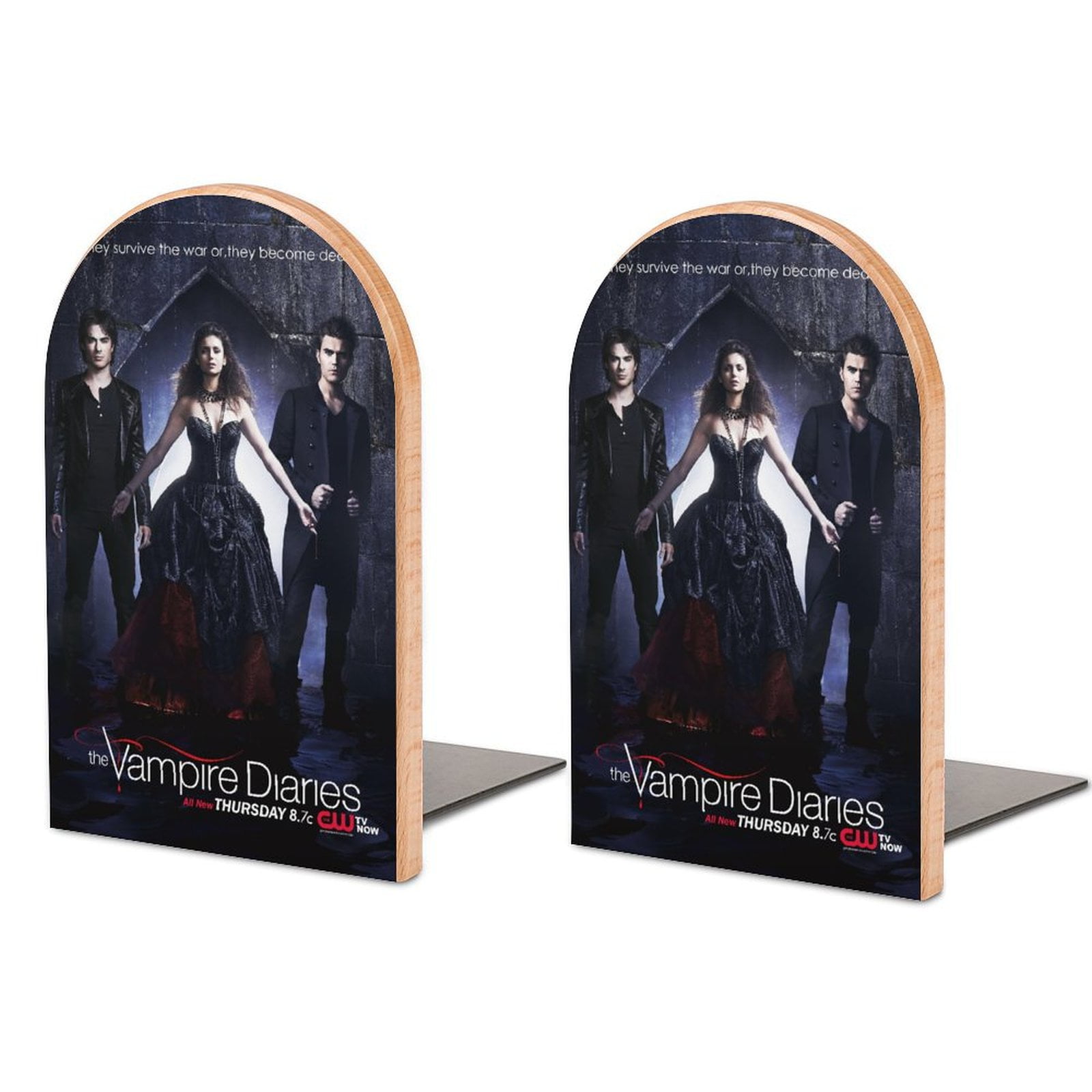 The Vampire Diaries Poster Bookends Wood Book Divider Decor Shelves Non ...
