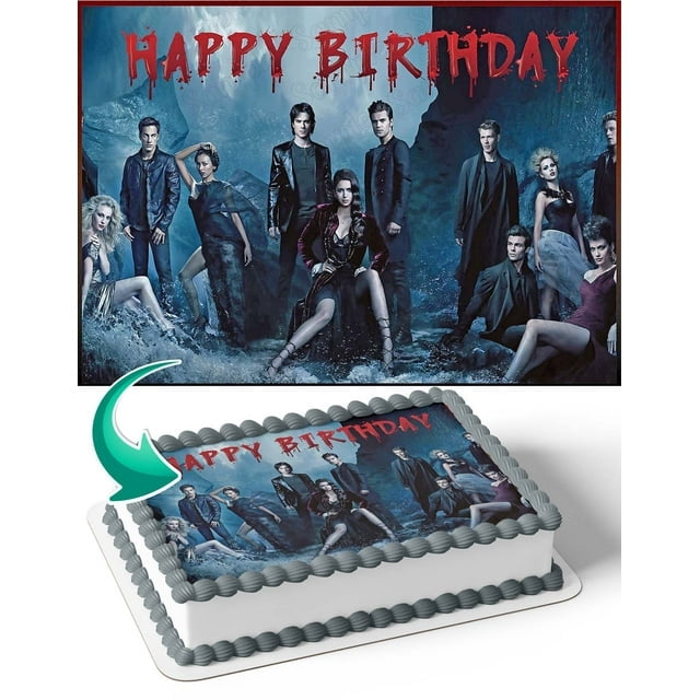 The Vampire Diaries VP Happy Birthday Edible Image Cake Topper For Half ...