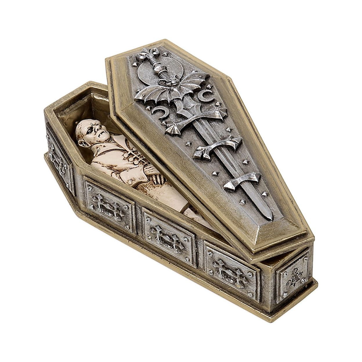 The Vault Decorative Nosferatu'S Rest Casket & Figure - Antique Gold ...