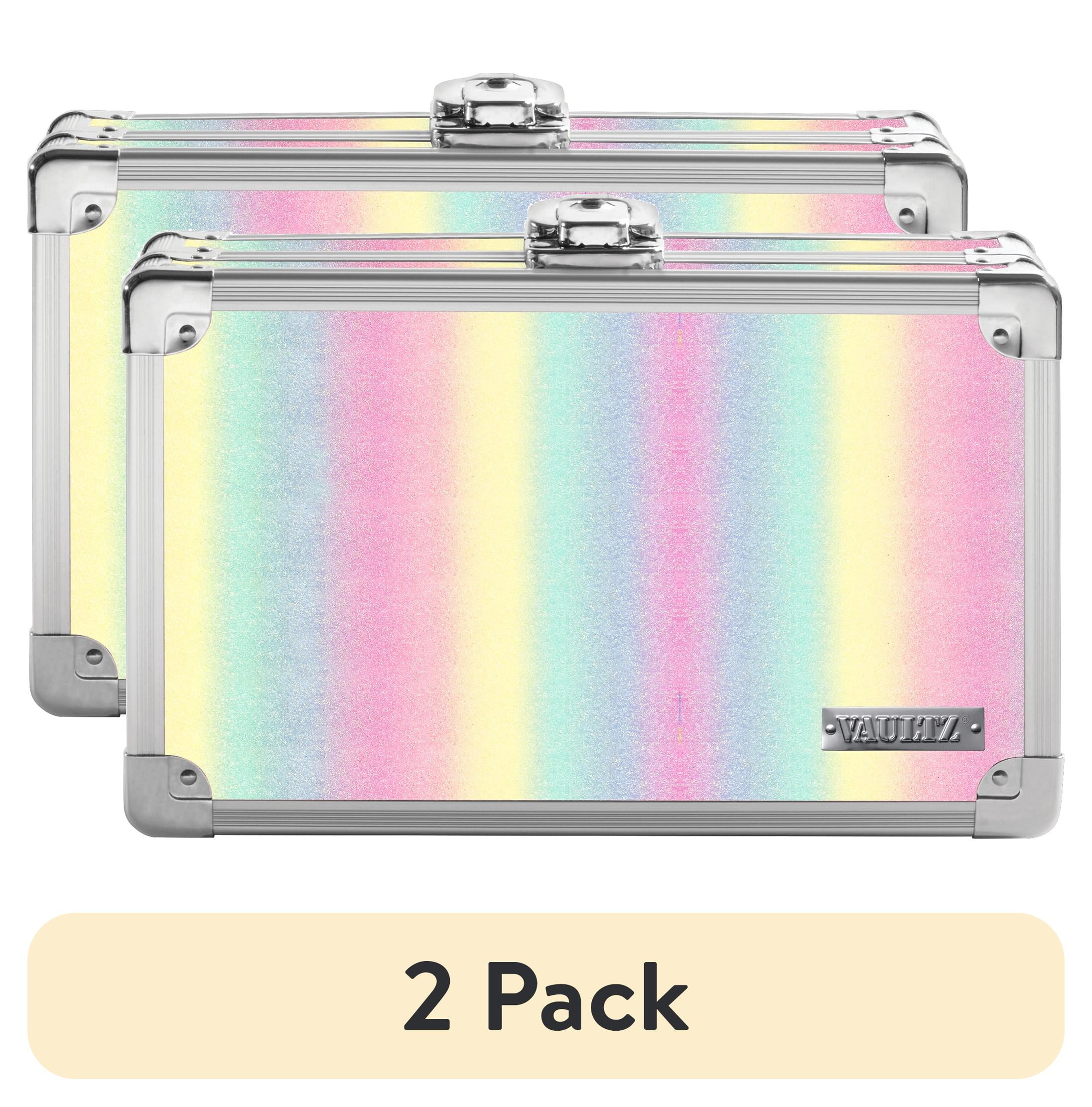 (2 pack) The Vaultz Locking Supplies and Pencil Box- Rainbow Sparkle ...