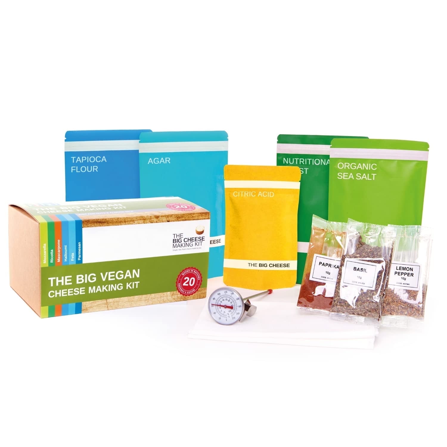 The Big Cheese Vegan Cheese Making Kit, 6 Cheeses, Gluten-Free, Dairy ...