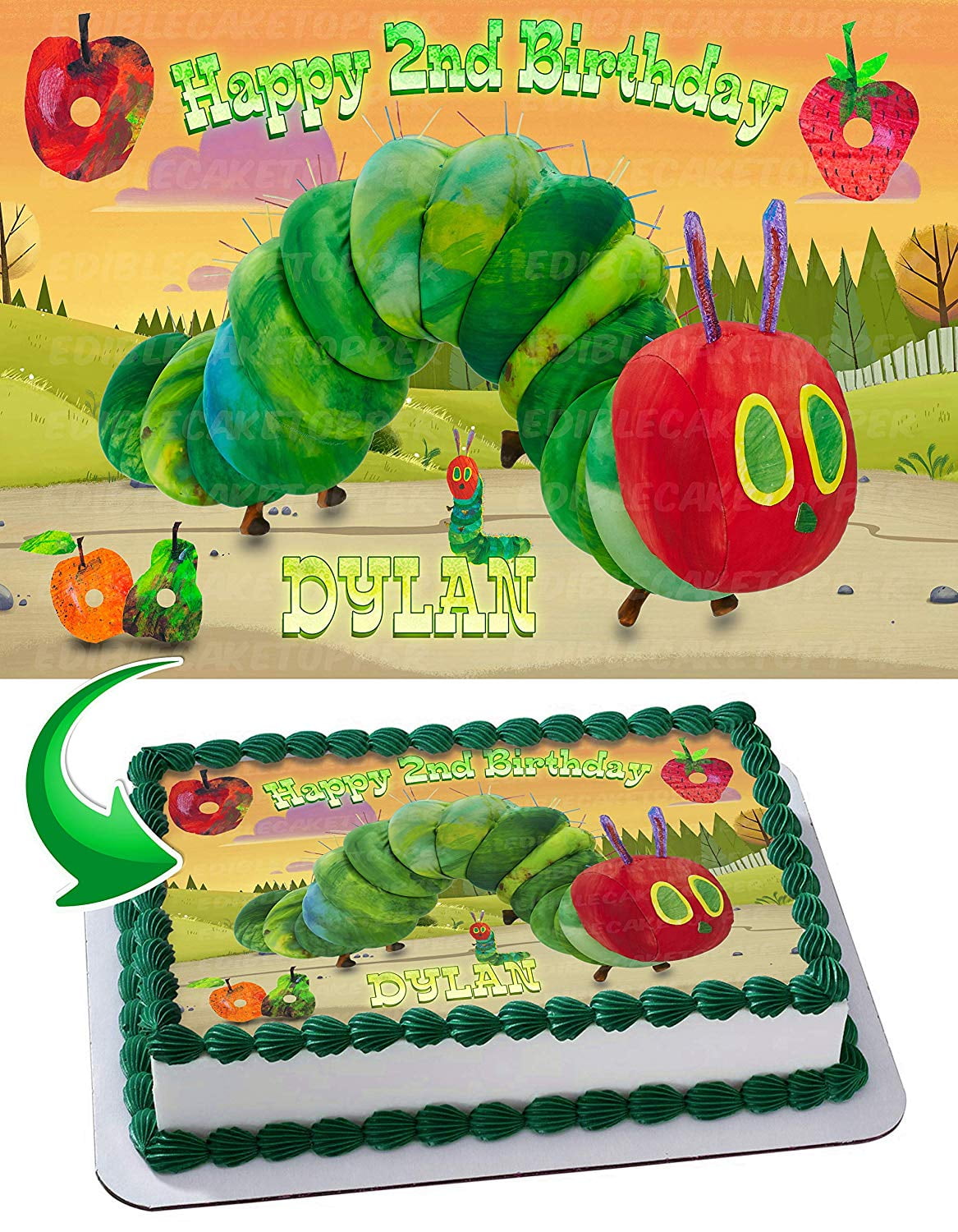 The Very Hungry Caterpillar - Edible Cake Topper - 11.7 x 17.5 Inches 1 ...