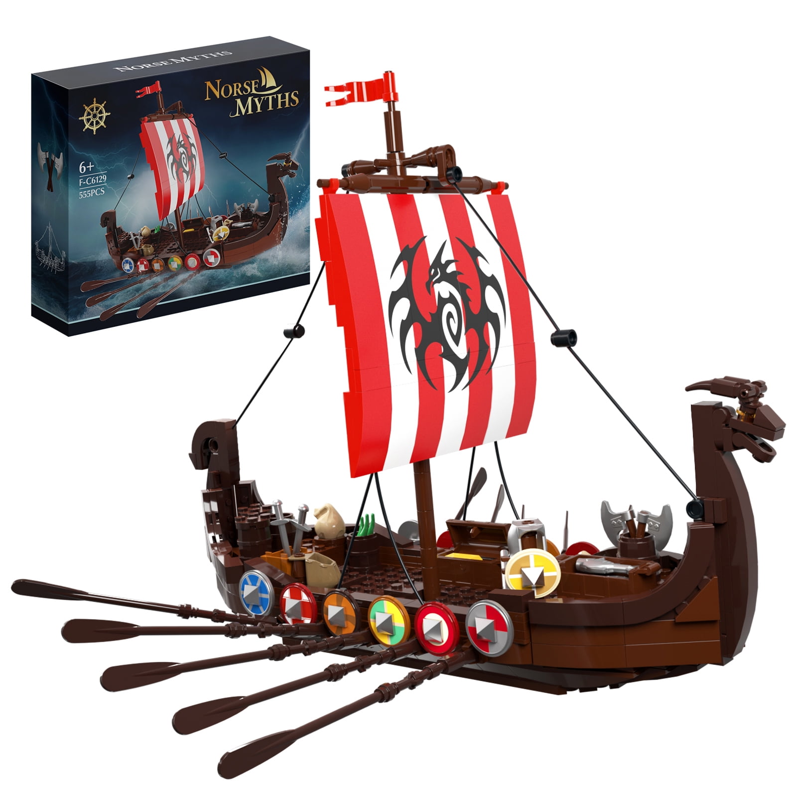 The Viking Longship Building Block Set Medieval Pirate Series Warship ...
