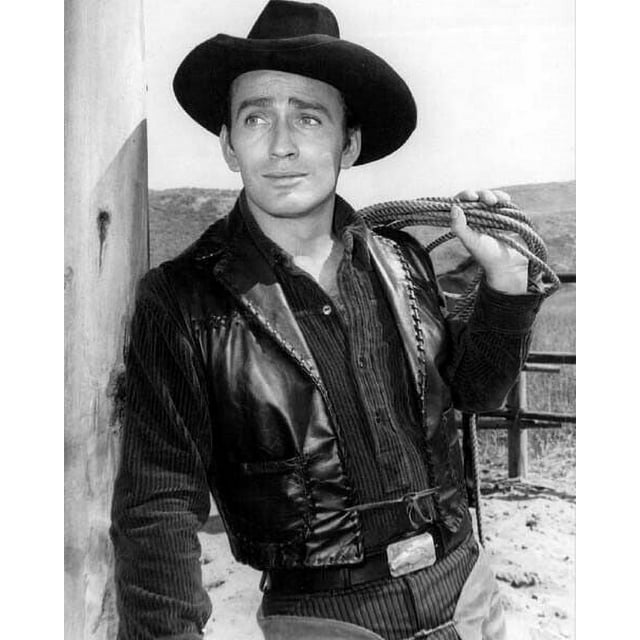 The Virginian TV series James Drury as ranch foreman holding rope 16x20 ...