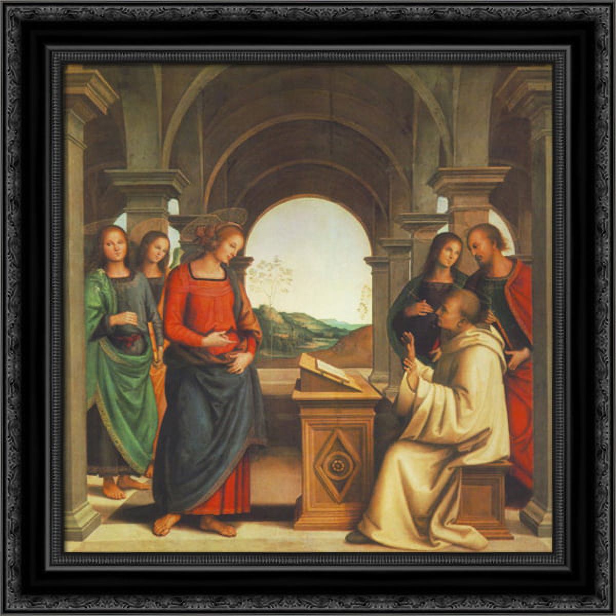 The Vision of St. Bernard 20x20 Black Ornate Wood Framed Canvas Art by ...