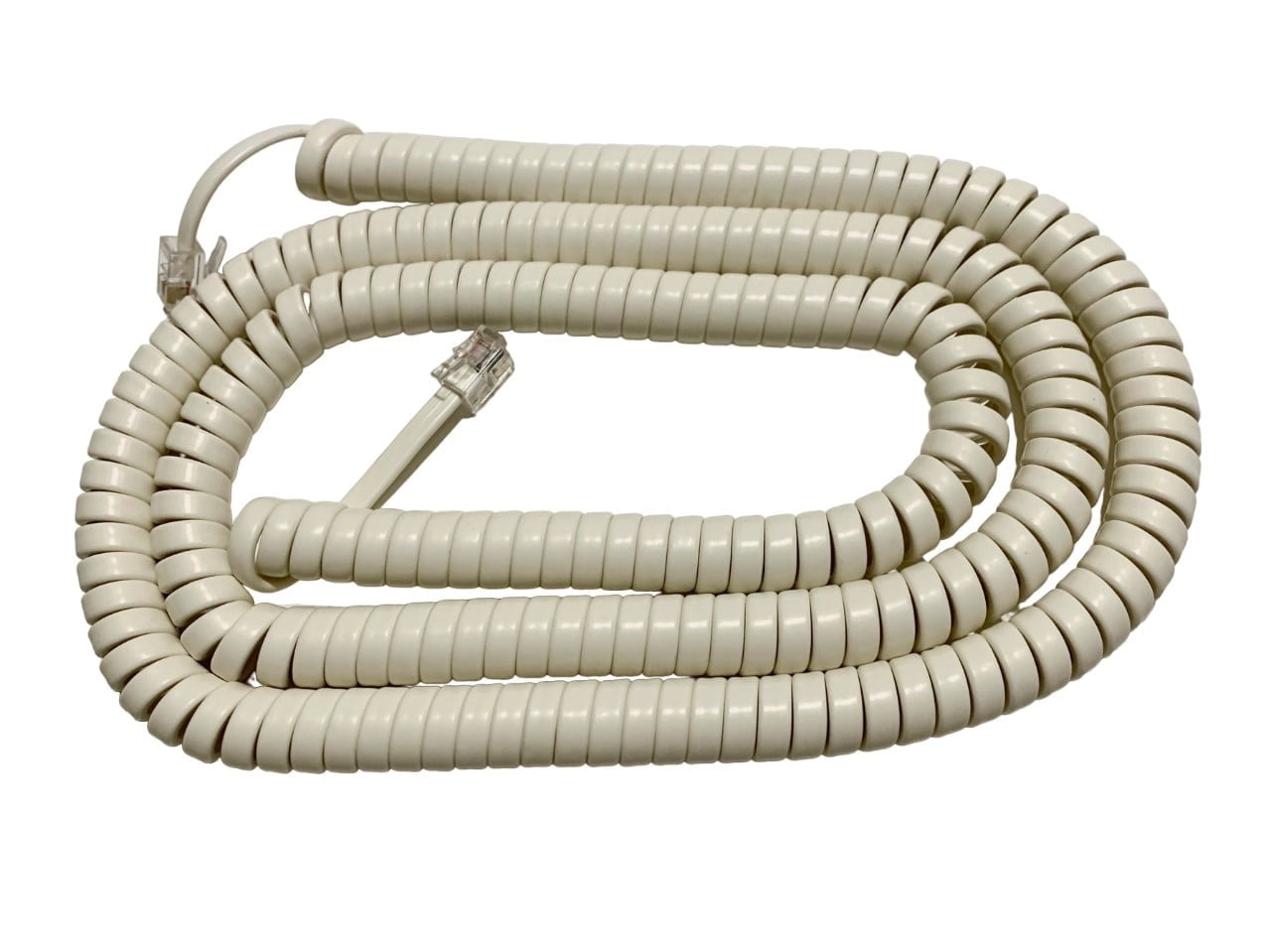The VoIP Lounge 25ft Coiled Telephone Cable for Landline, Light Ivory ...
