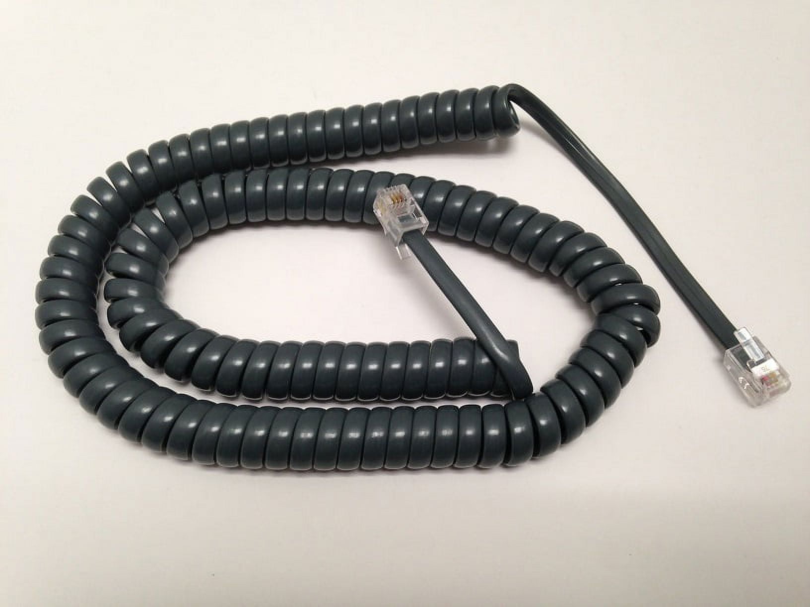 The VoIP Lounge Replacement 12 Foot Gray Handset Receiver Curly Cord ...