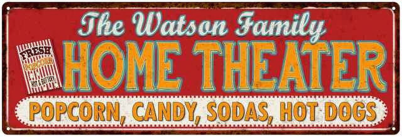 The WATSON Family Home Theater Sign Gift 6x18 Metal Movies Decor ...