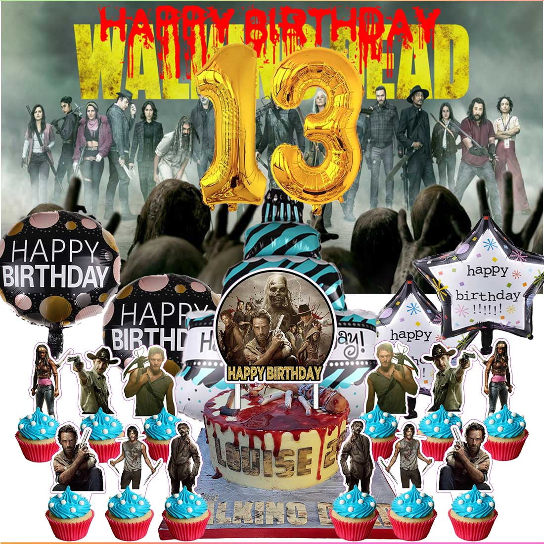 The Walking Dead Party Supplies Decor 13th Kit Balloons Birthday Cake ...