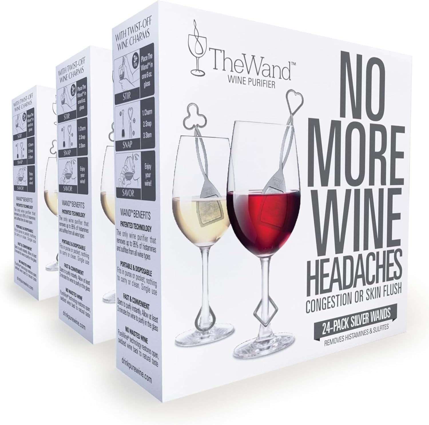 PureWine The Wand Wine Purifier 72-Pack, Removes Histamines and ...