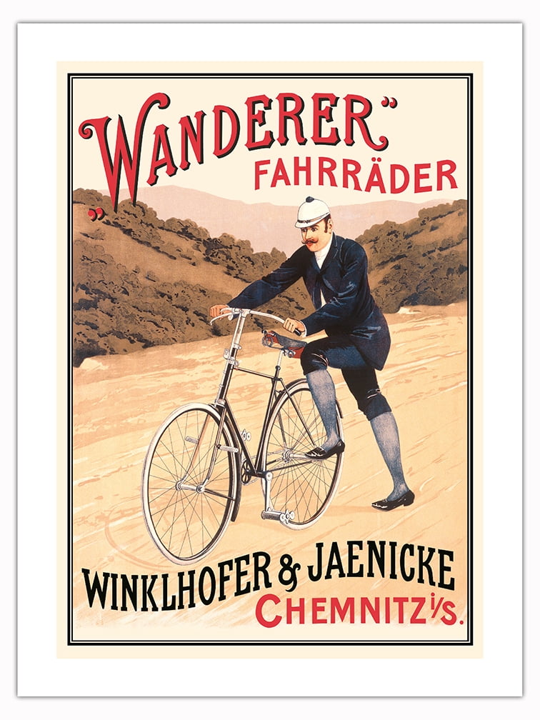The Wanderer - Winklofer & Jaenicke Cycles (Fahrräder) - Vintage Bicycle Poster c.1910 - Bamboo ...