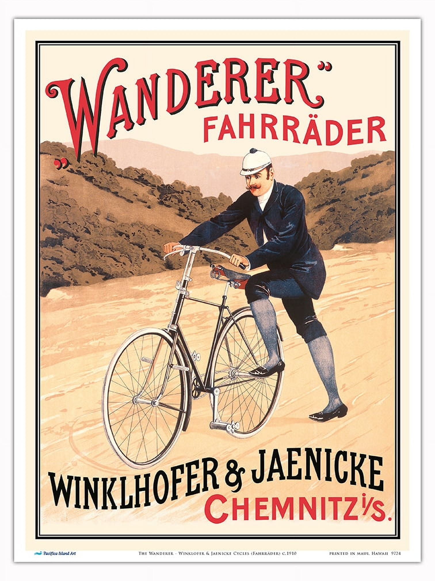 The Wanderer - Winklofer & Jaenicke Cycles (Fahrräder) - Vintage Bicycle Poster c.1910 - Master ...