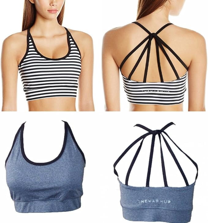 The Warm Up 2 Pack Junior's Strappy High Impact Padded Sports Bra with ...