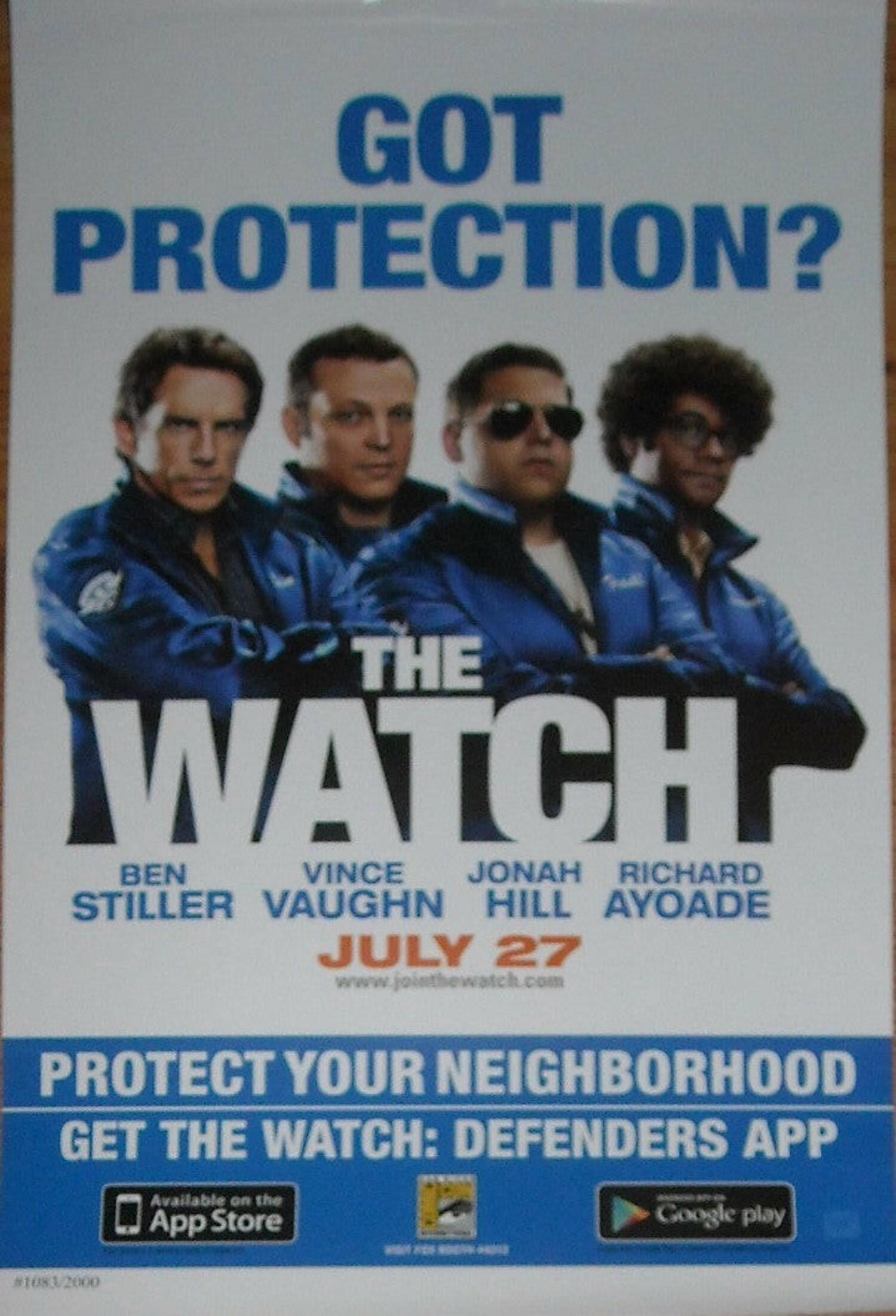 The Watch 2012 Comic-Con mini 11x17 movie poster Jonah Hill Ben Stiller ...