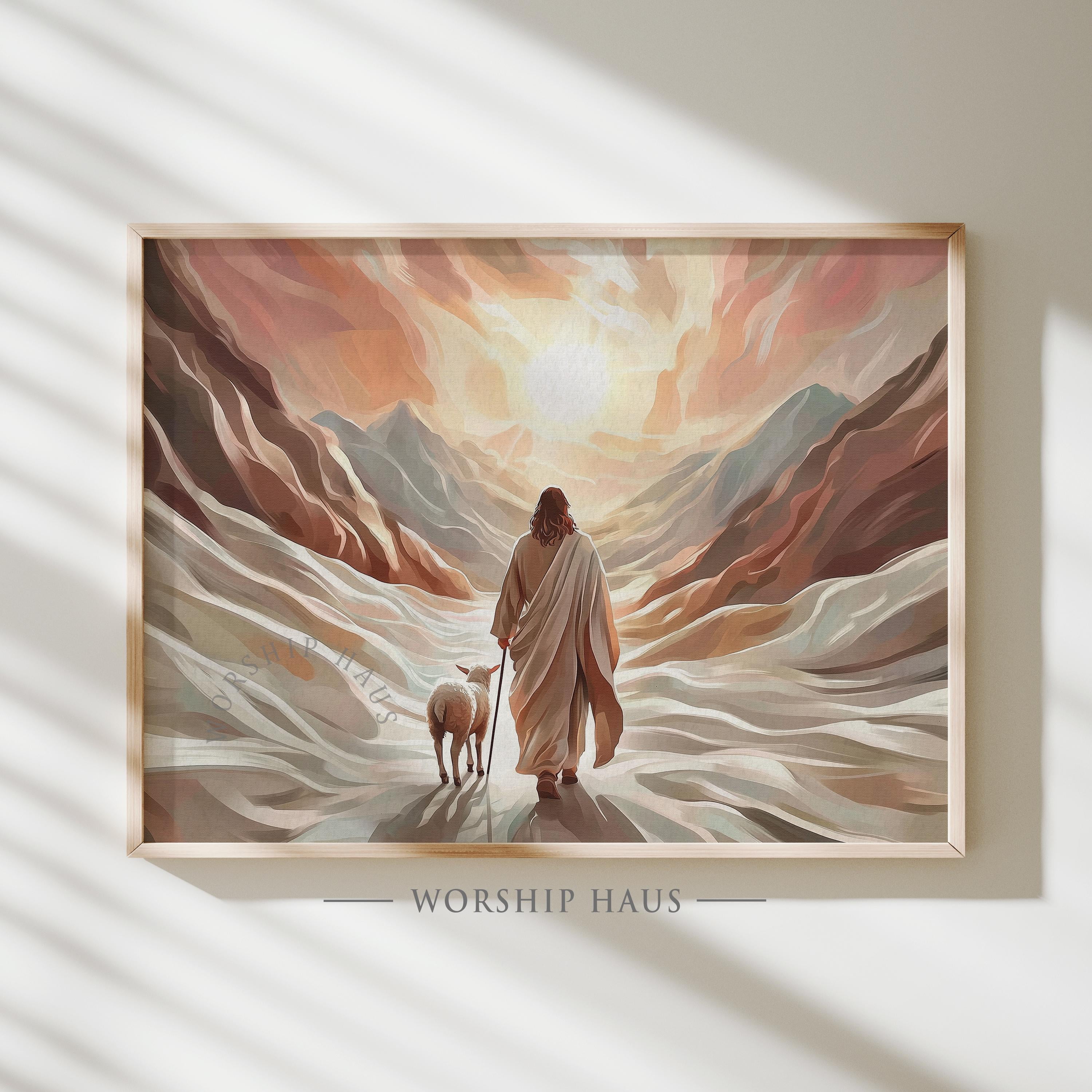 The Watchful Shepherd Of My Soul Christian Jesus And Lamb Scene ...