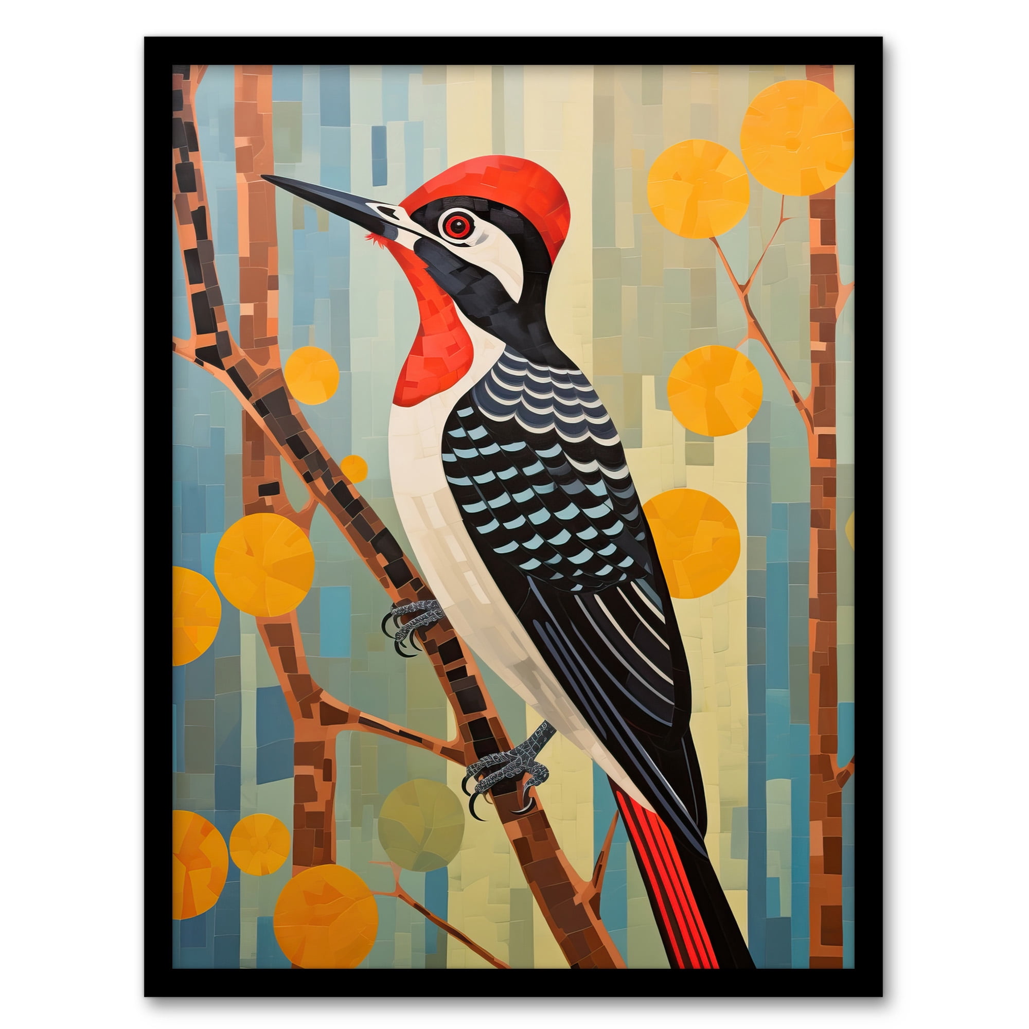 The Watchful Woodpecker Bird in Nature Art Print Framed Poster Wall ...